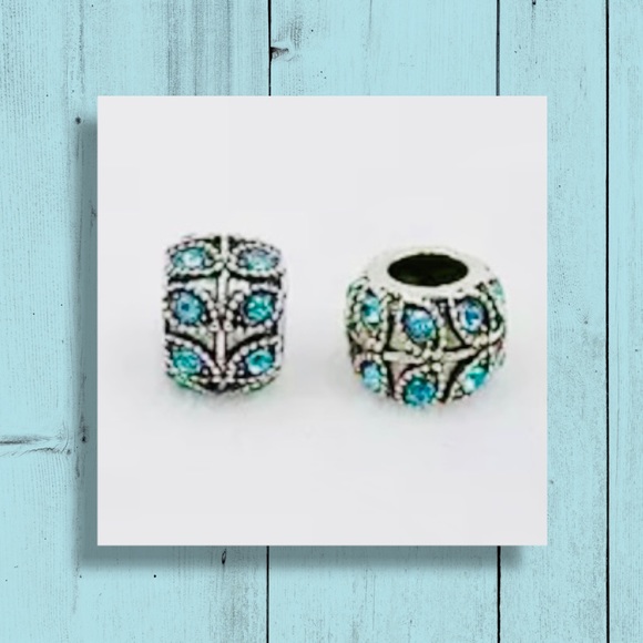 Jewelry | New Silver Blue Peacock Feathers Pandora Type Crystal ...